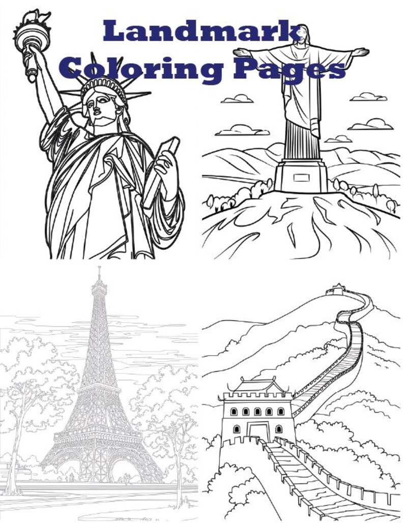 Landmark Coloring Pages for Kids, Childrens Coloring Book, PDF Digital ...