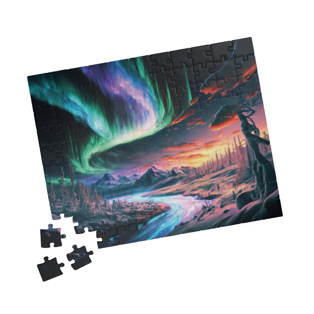 Aurora Borealis Puzzle, Neon Art, Birthday Gift for Nature Lover ...