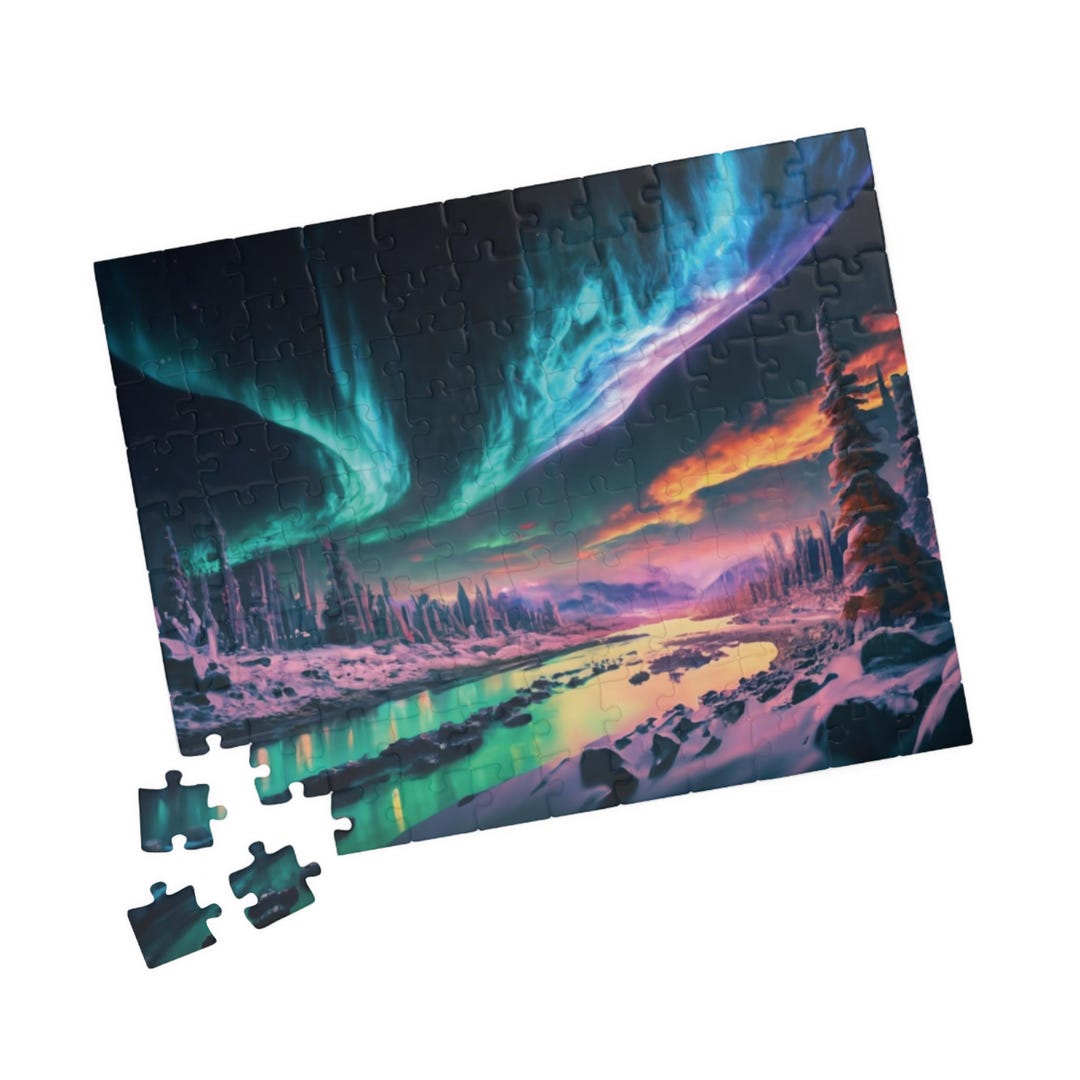 Aurora Borealis Puzzle, Neon Art, Birthday Gift for Nature Lover ...
