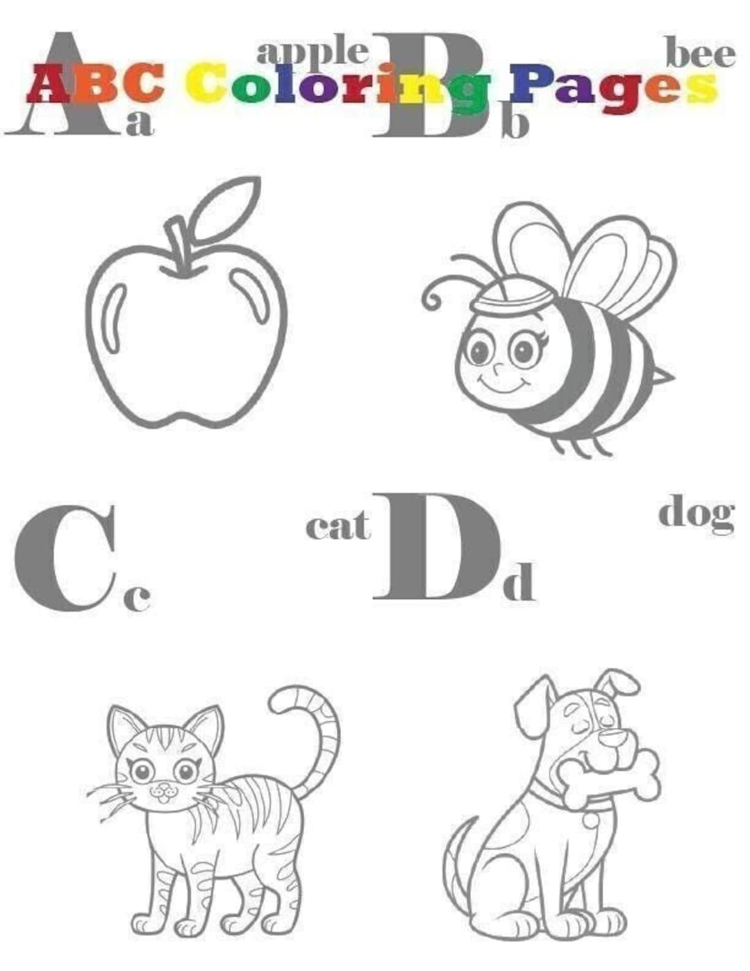 ABC Coloring Pages for Kids, Childrens Coloring Book, PDF Digital ...