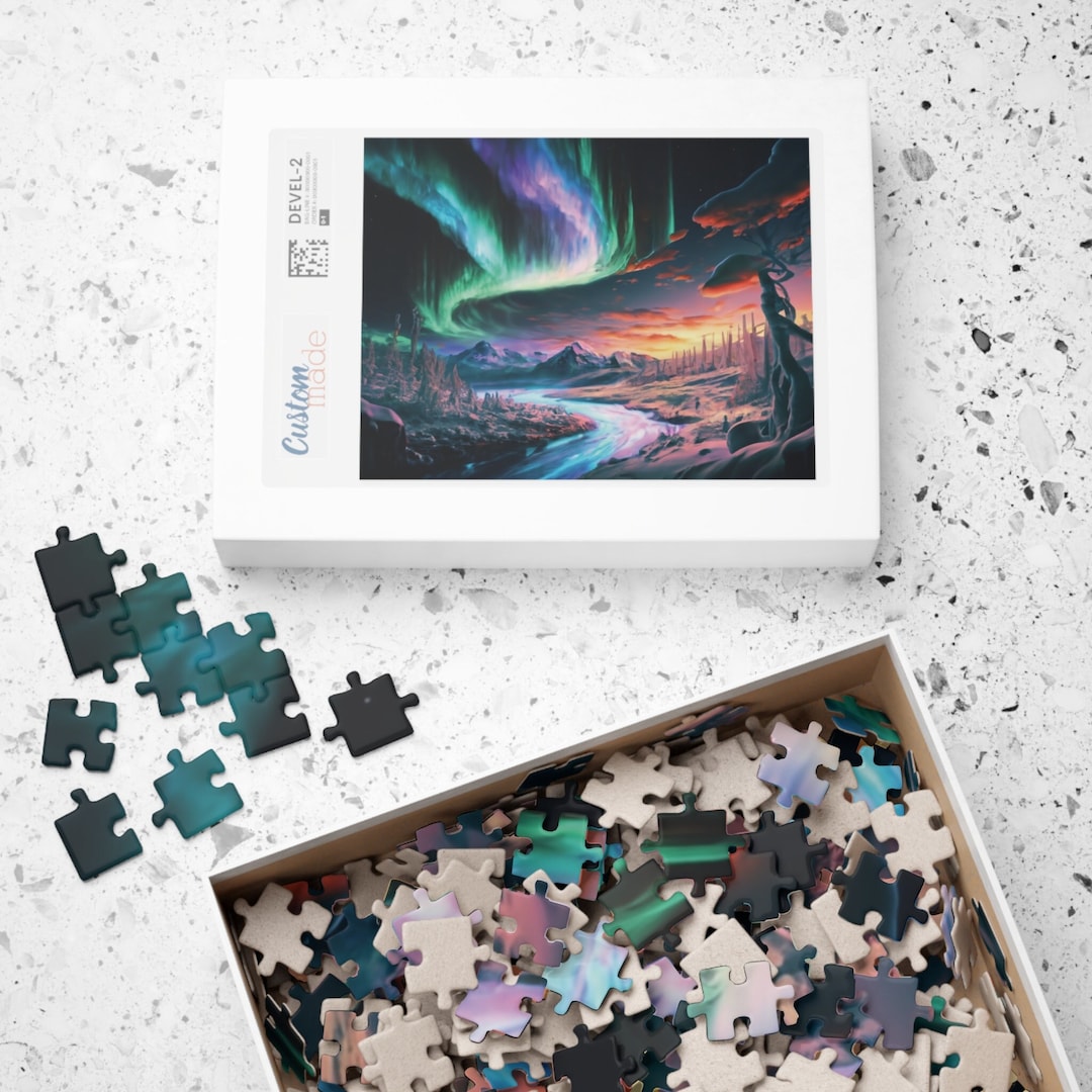 Aurora Borealis Jigsaw Puzzle Northern Lights Nature Puzzle Neon Art ...
