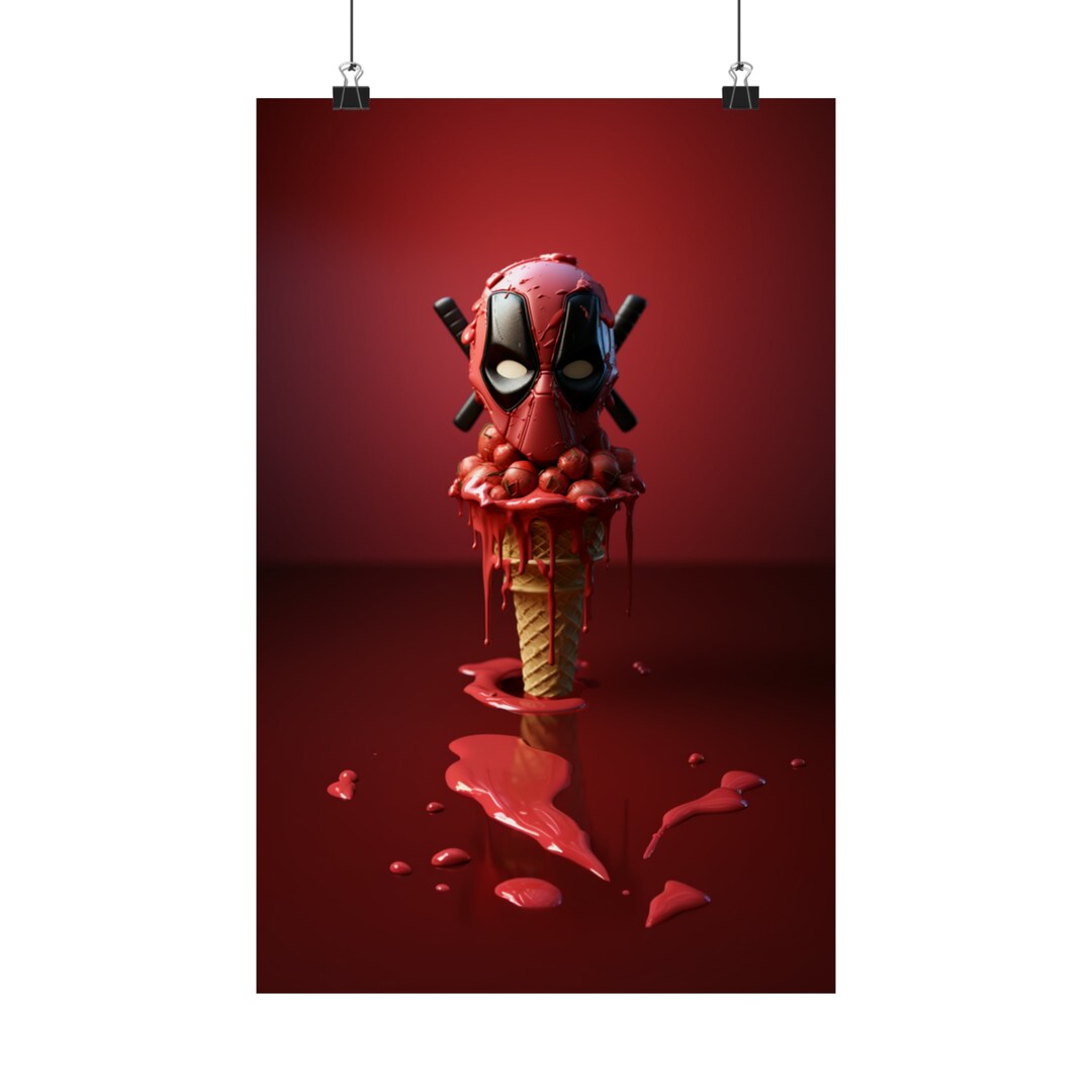 Marvel Deadpool Dark Aesthetic Poster Drippy Ice Cream Cone Modern ...