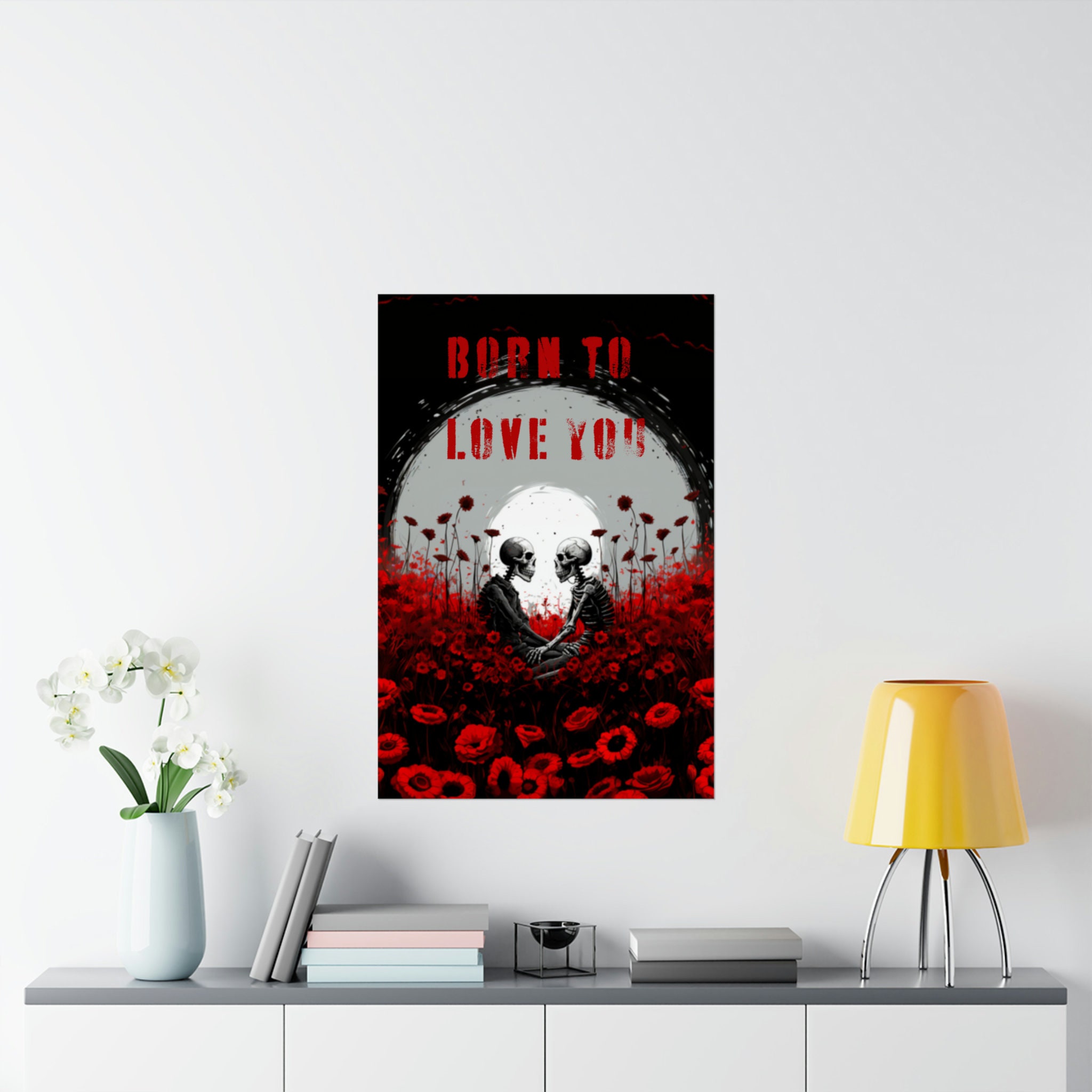 Born to Love You | Dark Aesthetic Poster | Skeletons | Red | Modern ...