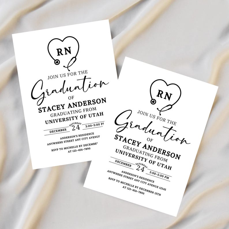 Nurse Graduation Party Invitation, Registered Nurse Invite, Modern ...