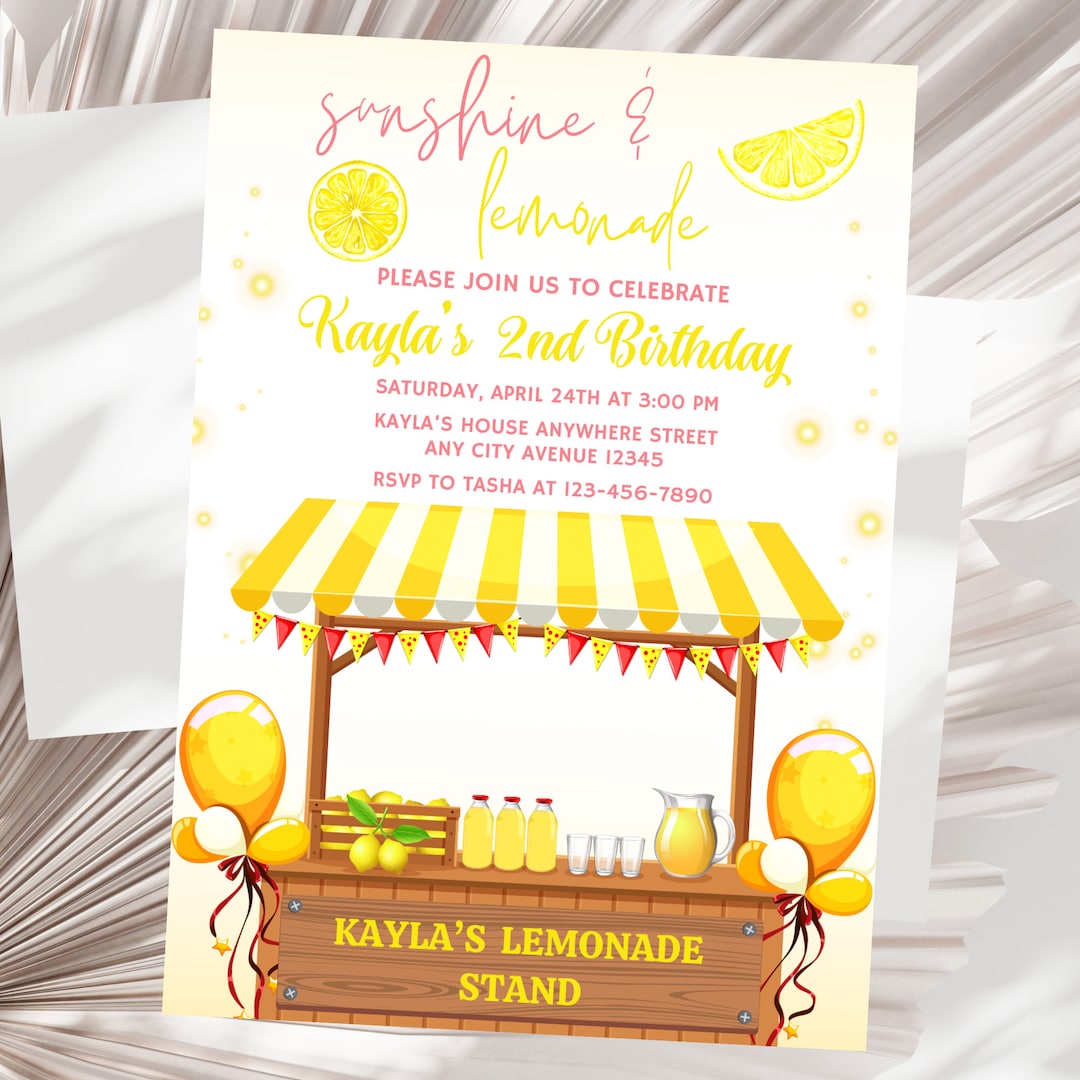 Lemonade Birthday Invitation Lemonade Stand Invite Lemonade Party ...