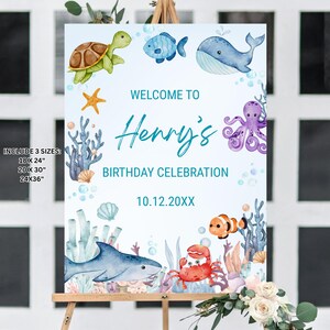Under the Sea Birthday Welcome Sign, Under the Sea Welcome Board, Ocean ...
