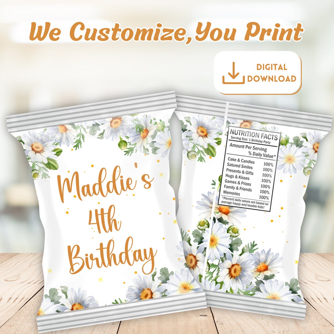 Daisy Chip Bag, Daisy Party Decorations, Daisy Birthday Party Favor ...