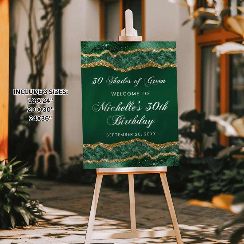 Shades of Green Welcome Sign, Shades of Green Birthday Sign, Adult ...