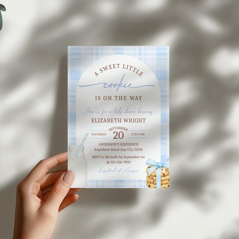 Cookies and Milk Baby Shower Invitation, Little Cookie Invite, Boy Baby ...