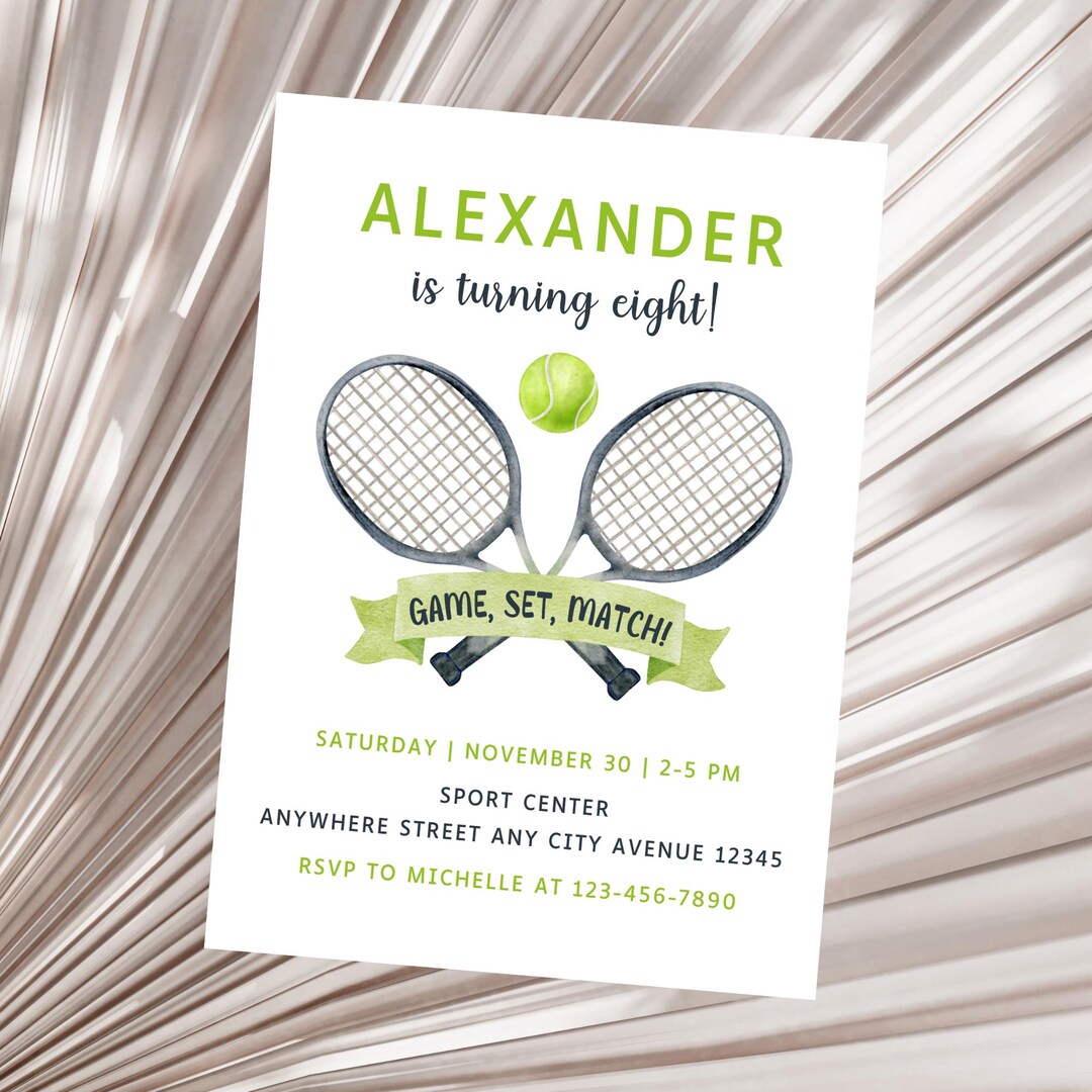Editable Tennis Birthday Invitation, Tennis Invitation, Sport Birthday ...