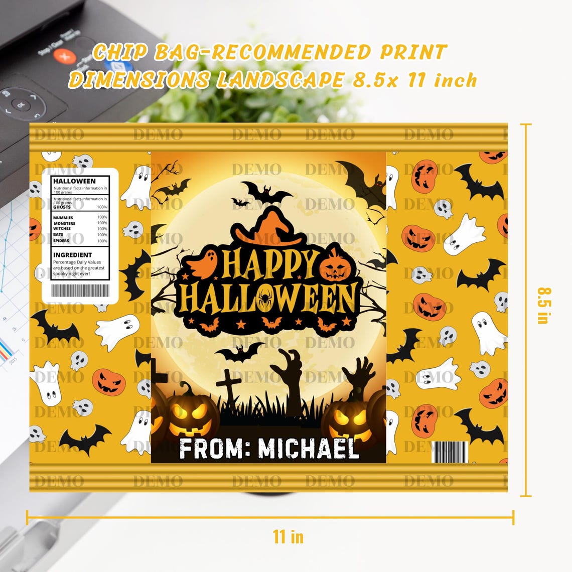 Halloween Chip Bag, Trick or Treat Chip Bag Label, Halloween Party ...