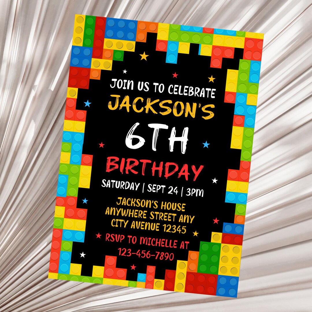 Building Blocks Birthday Invitation, Editable Blocks Boy Birthday ...