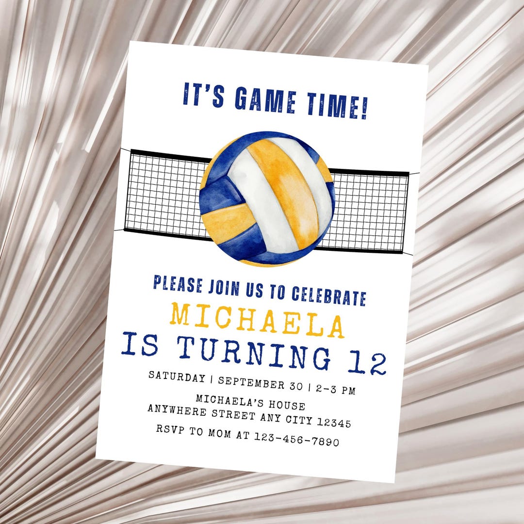 Volleyball Birthday Invitation, Volleyball Invitation, Neutral ...