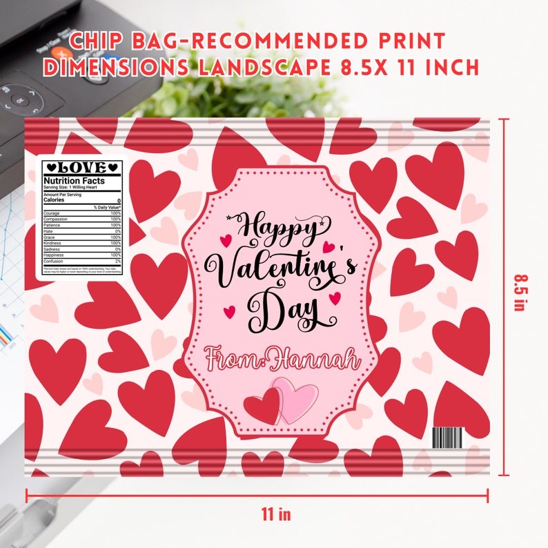 Valentine's Chip Bag for Kids Printable Valentine Treat Bag Valentine's ...