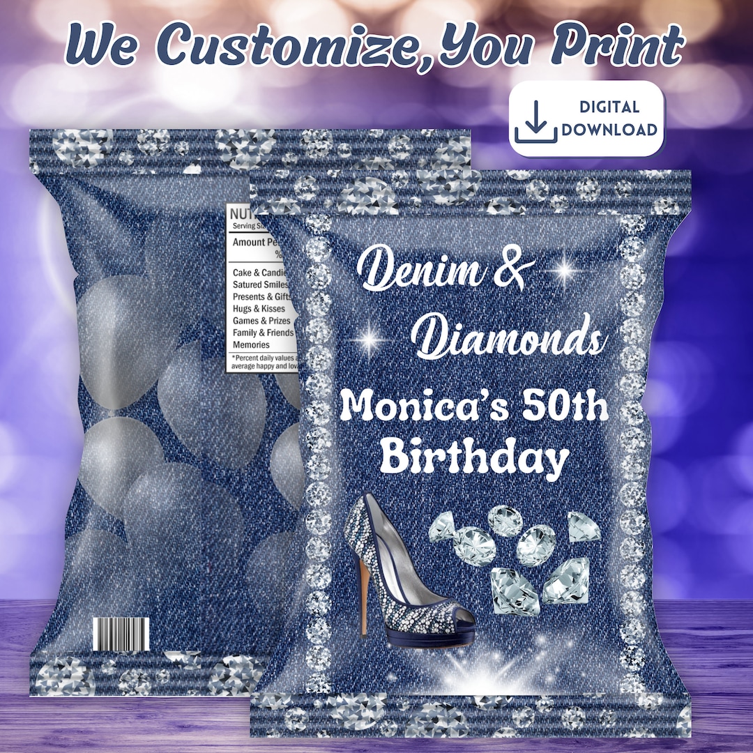 Denim and Diamond Chip Bags, Denim Diamond, Denim Diamond Birthday ...