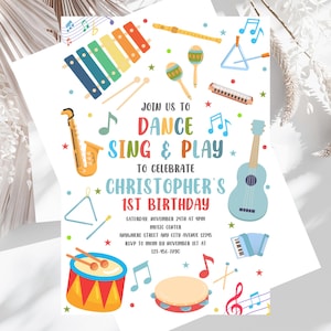 Editable Music Birthday Invitation,musical Instruments Kids Birthday ...