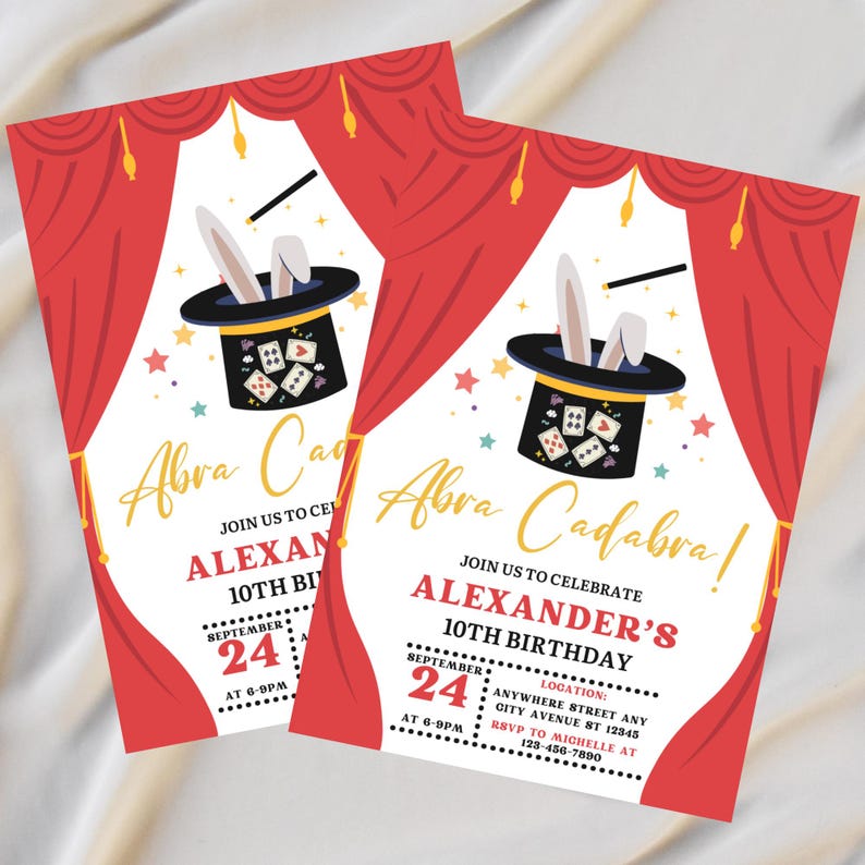 Editable Magic Show Birthday Invitation, Circus Birthday Party ...
