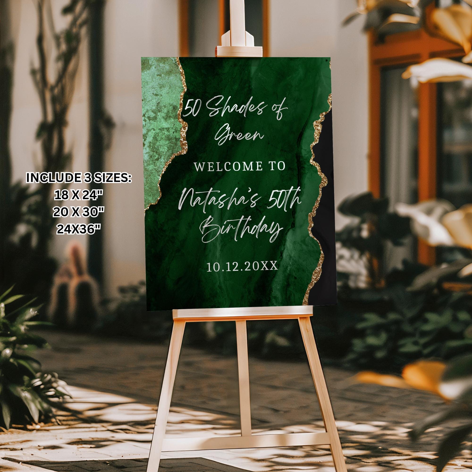 Shades of Green Welcome Sign, Shades of Green Birthday Sign, Adult ...