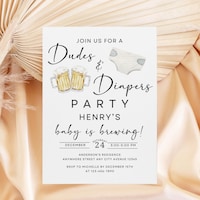Printable Beer Diaper Party Invitation Template, Editable Brews and ...