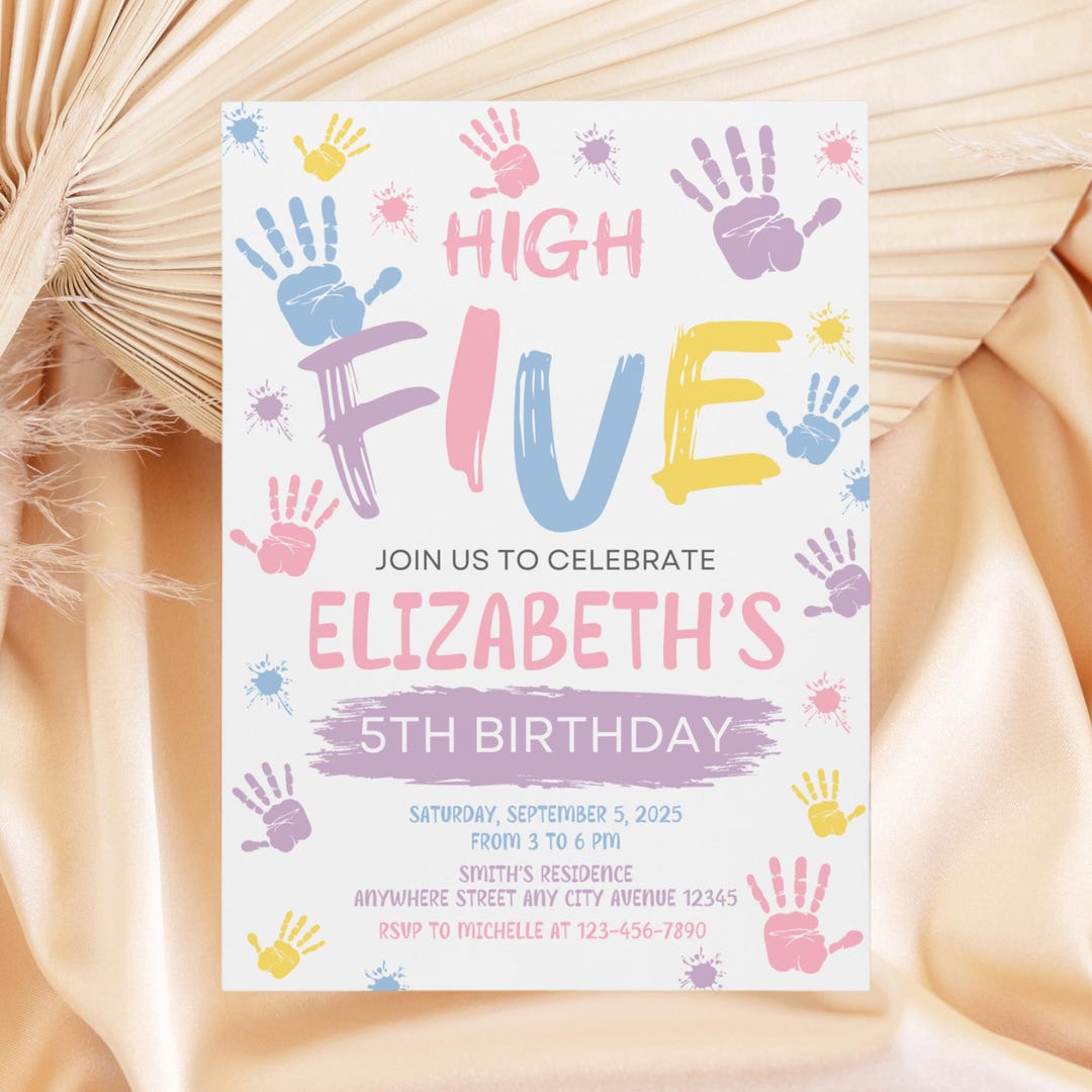 High Five Birthday Party Invitation, Hi Five Birthday Invite Template ...