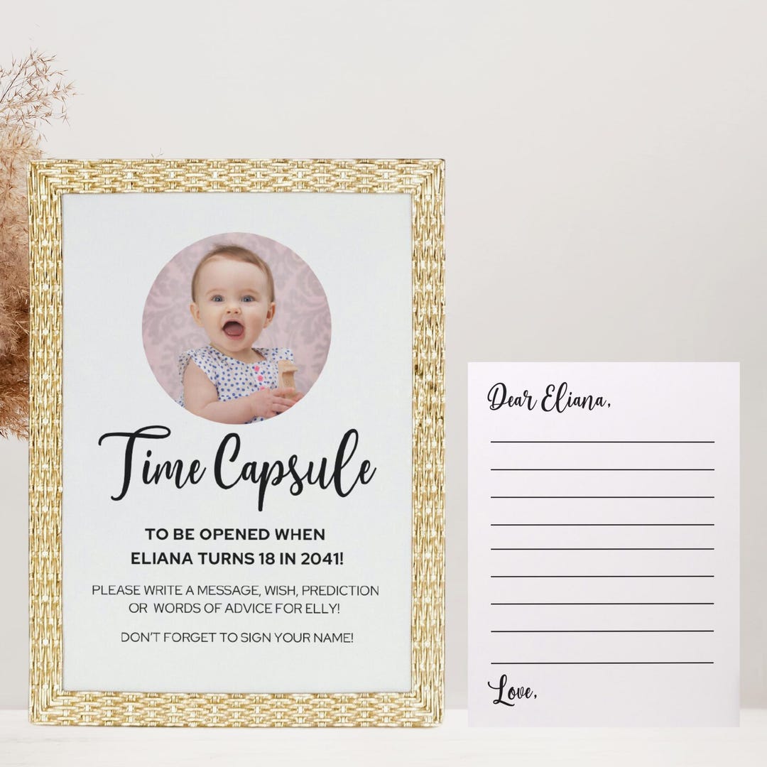 Editable Time Capsule Baby First Birthday Time Capsule Sign Baby Shower ...
