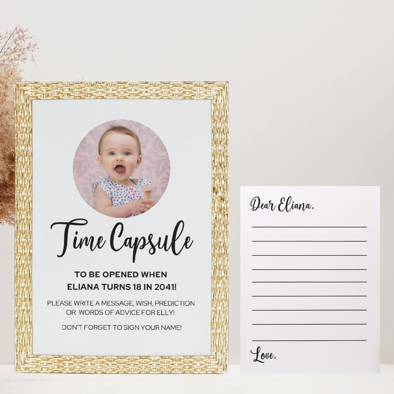 Editable Time Capsule Baby First Birthday Time Capsule Sign Baby Shower ...
