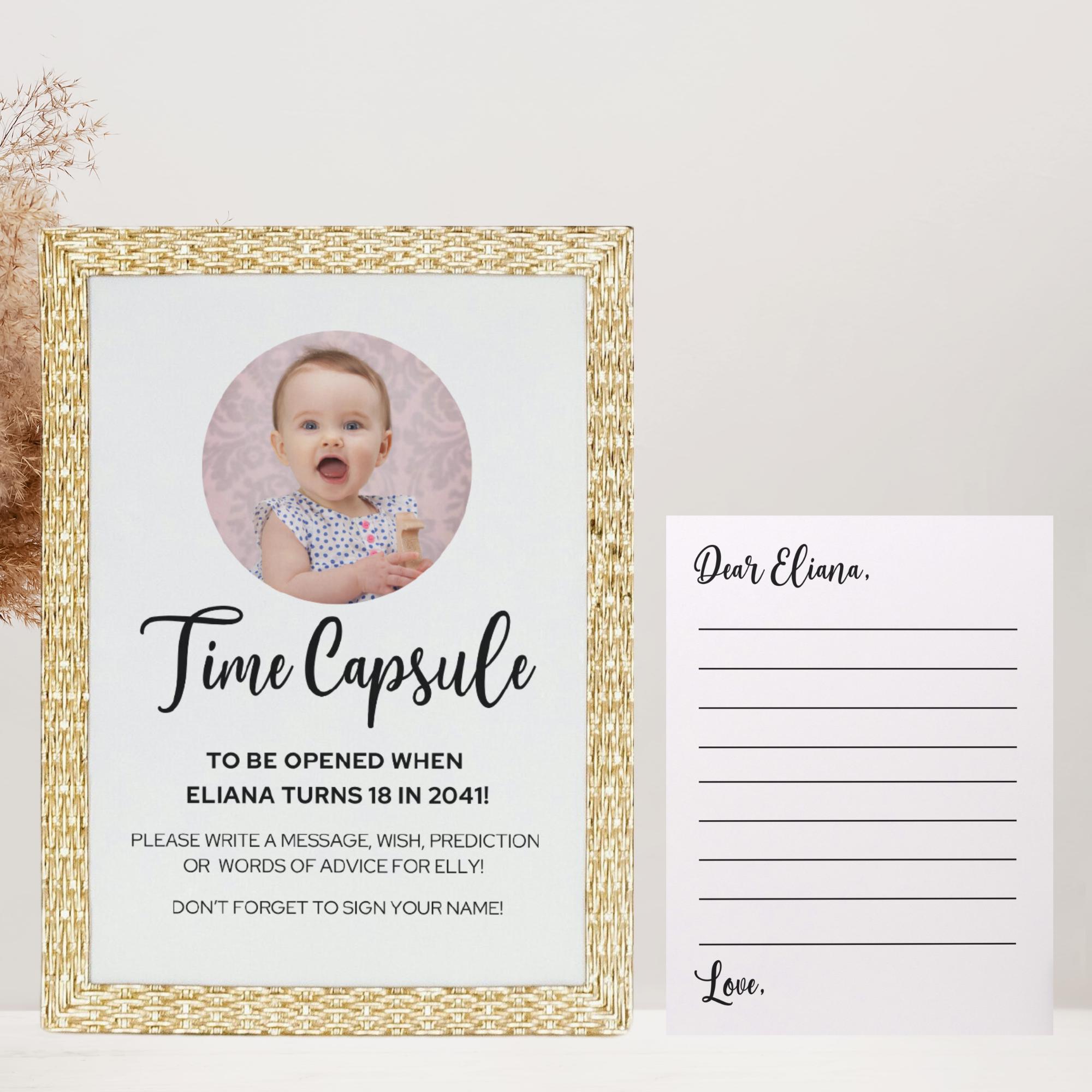 Editable Time Capsule Baby First Birthday Time Capsule Sign Baby Shower ...