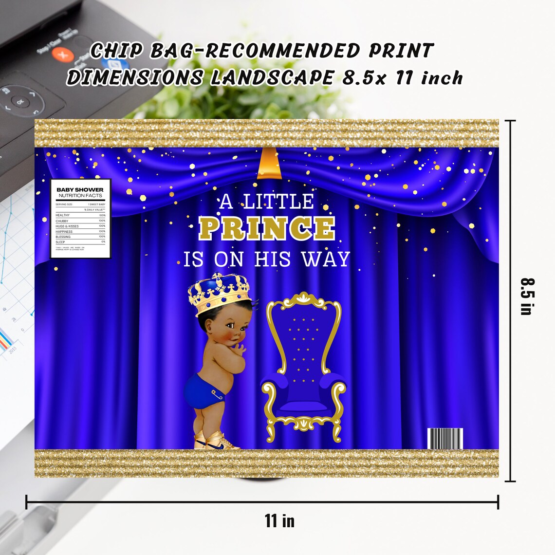 Little Prince Baby Shower Chip Bag Royal Prince Party Favor Printable ...