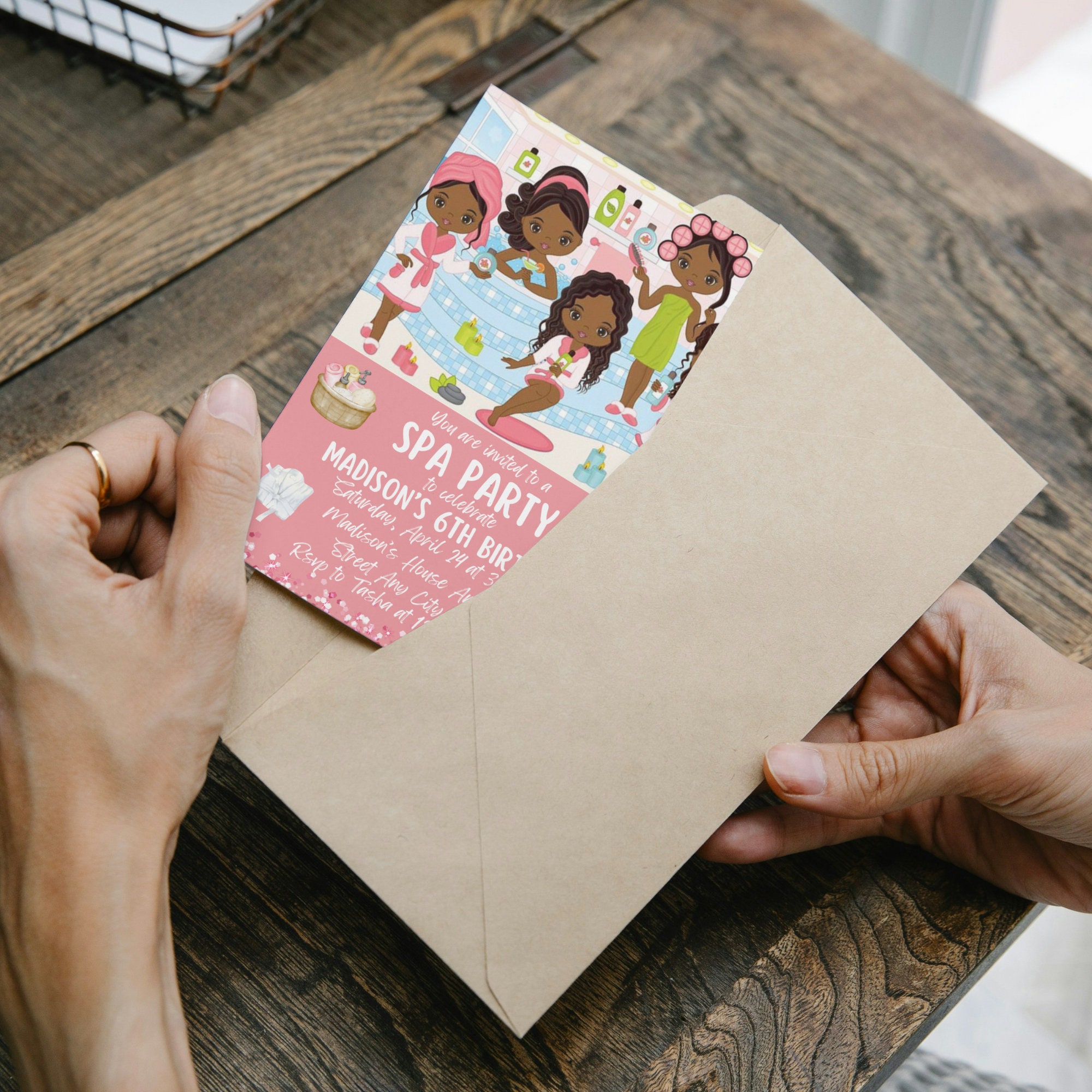 Spa Party Invitation for Birthday, African American Spa Party ...