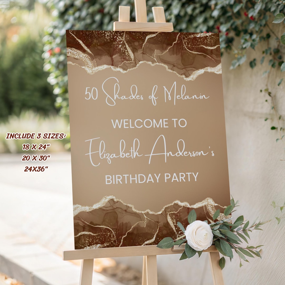 Shades of Melanin Birthday Welcome Sign, Shade of Brown Birthday Sign ...