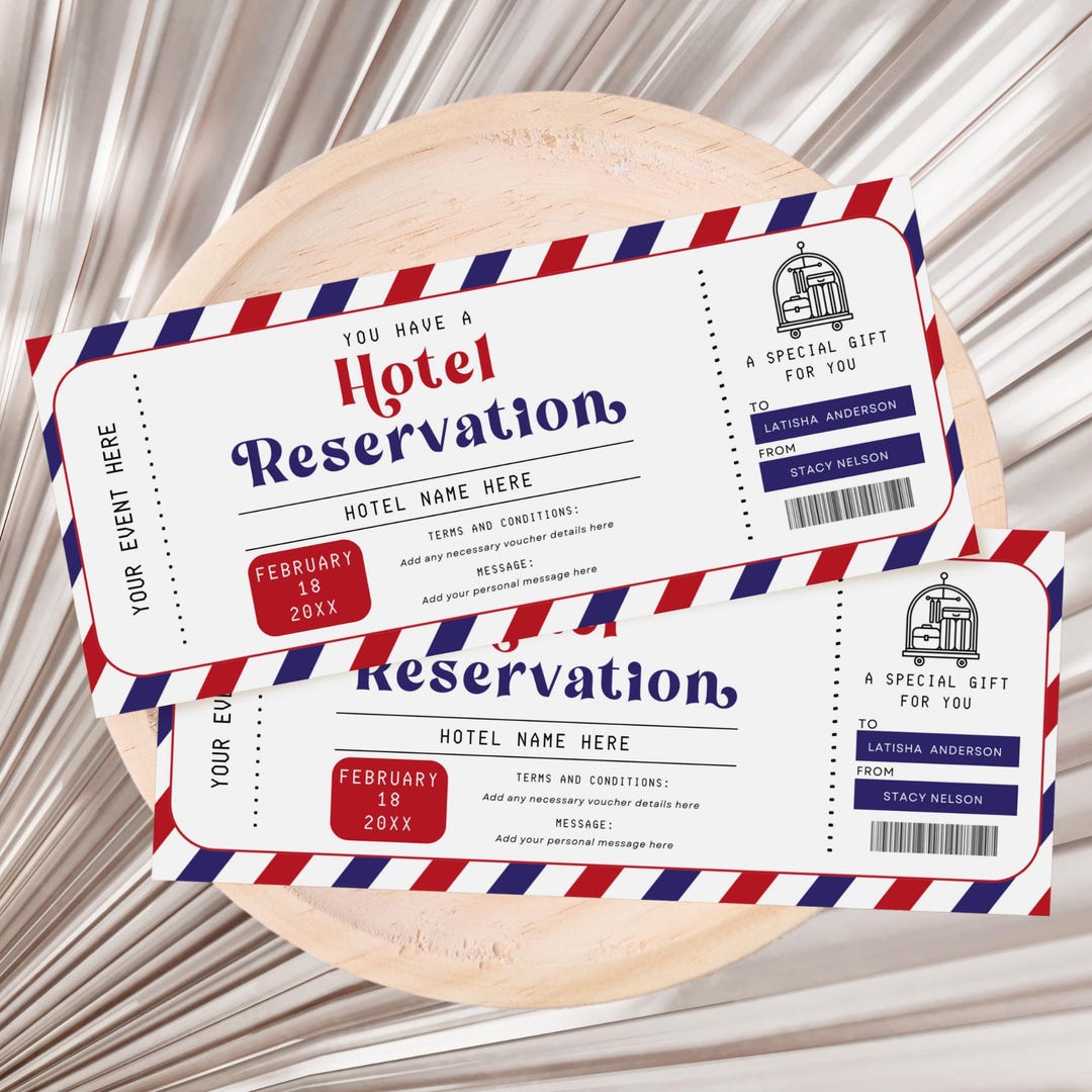 Hotel Reservation Ticket Gift Voucher, Hotel Gift Certificate, Hotel ...