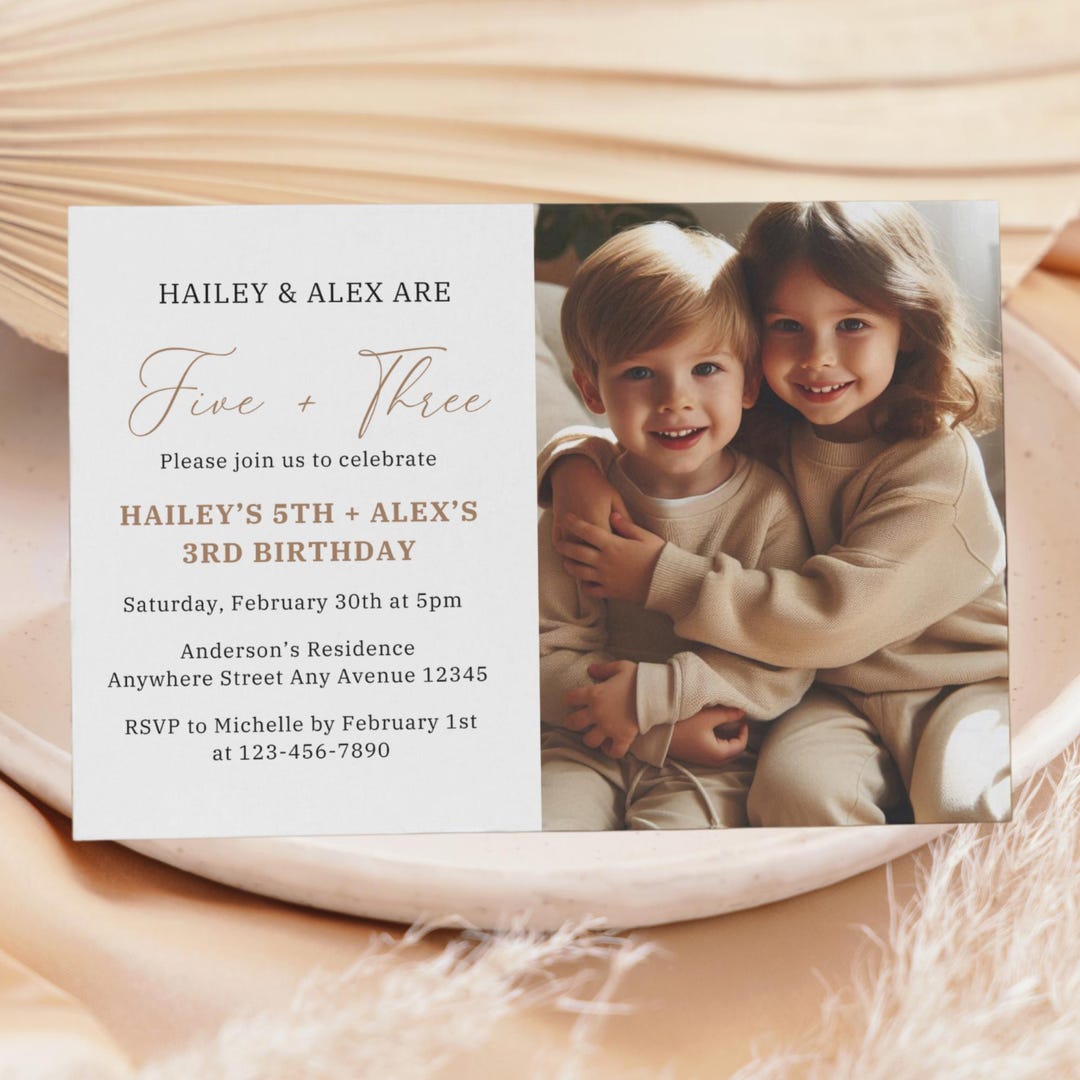 Joint Birthday Invitation, Sibling Joint Birthday Party Invite ...