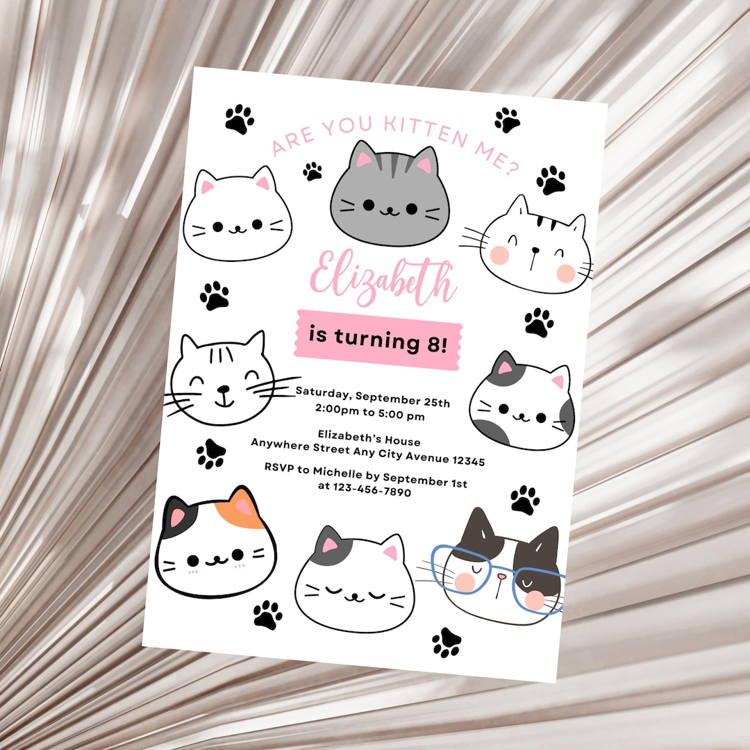 Kitty Cat Birthday Invitation, Pet Adoption Party Invite, Are You ...