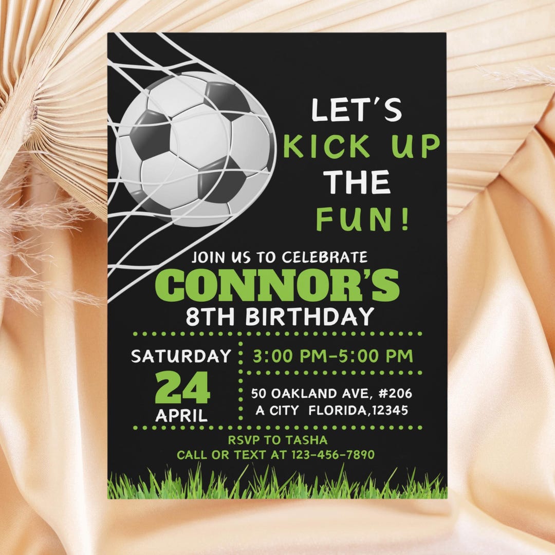 Soccer Birthday Invitation, Soccer Party Invite, Football Birthday ...