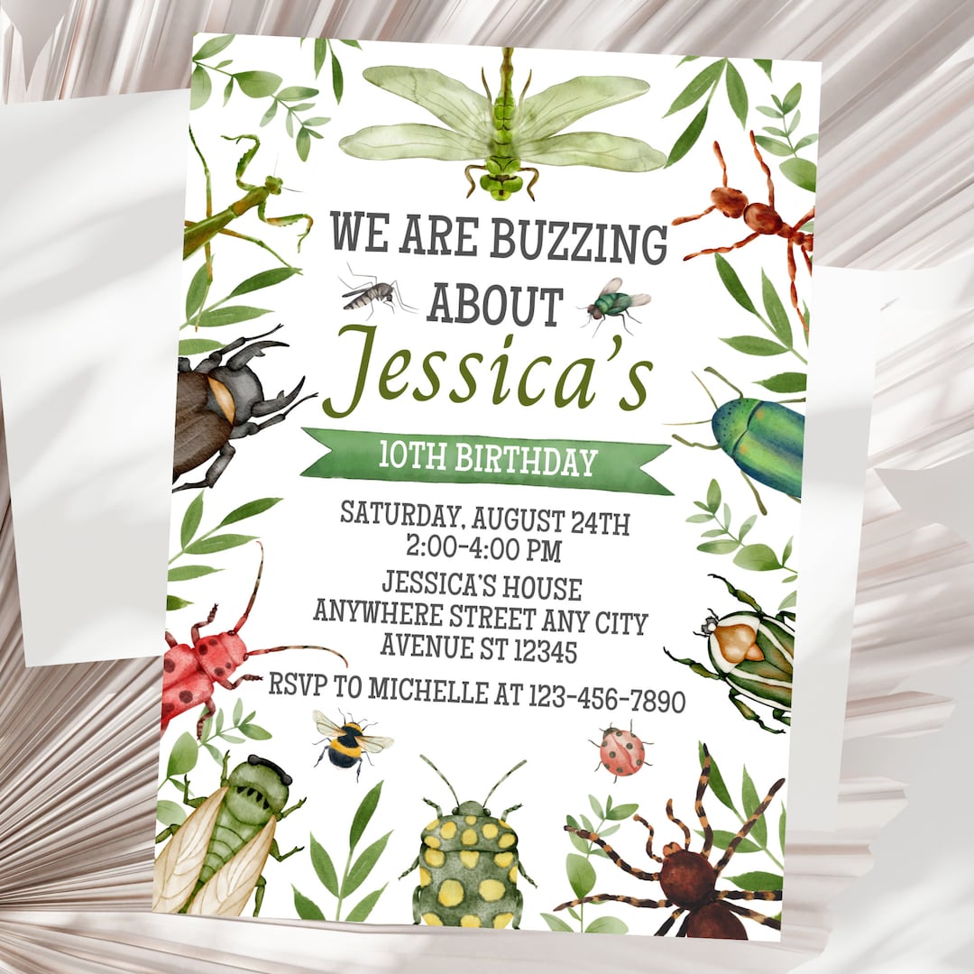 Editable Insect Birthday Invitation, Bugs Birthday Invitation, Bugs and ...