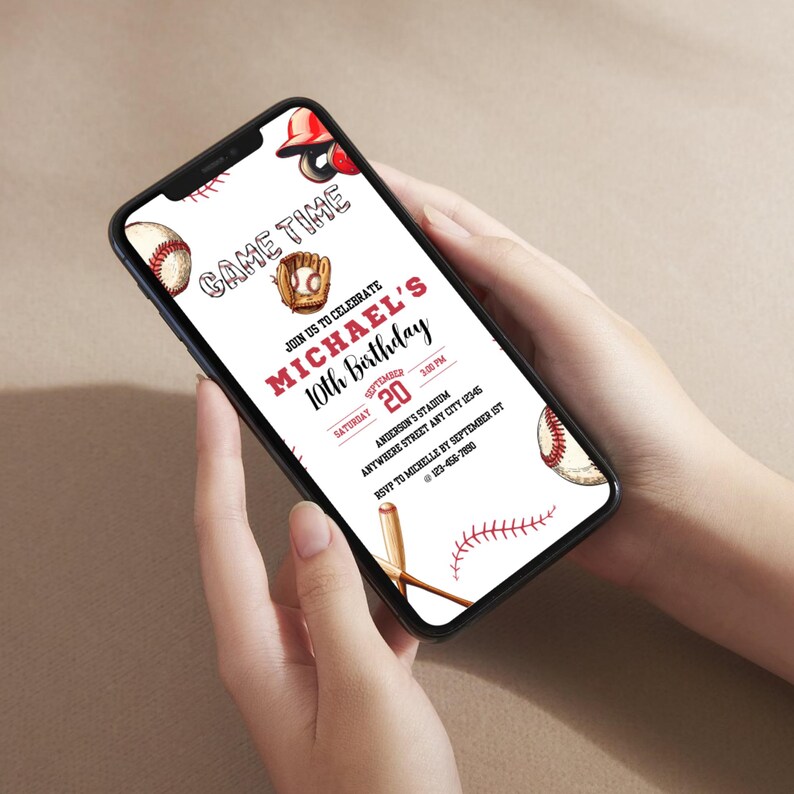 Editable Baseball Birthday Invitation, Game Time Ball Sport Invitation ...