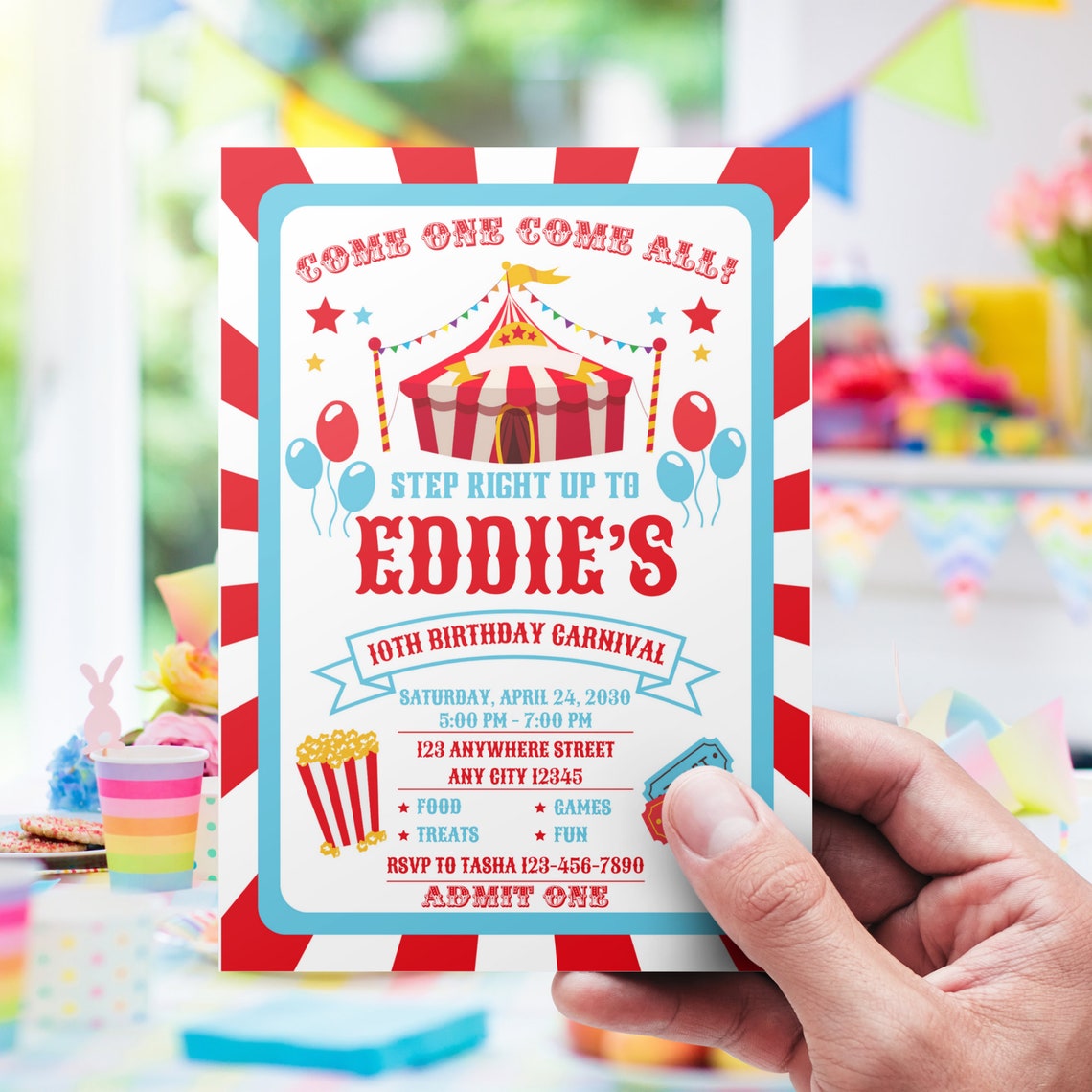 Editable Carnival Birthday Invitation,circus Birthday Invitation ...