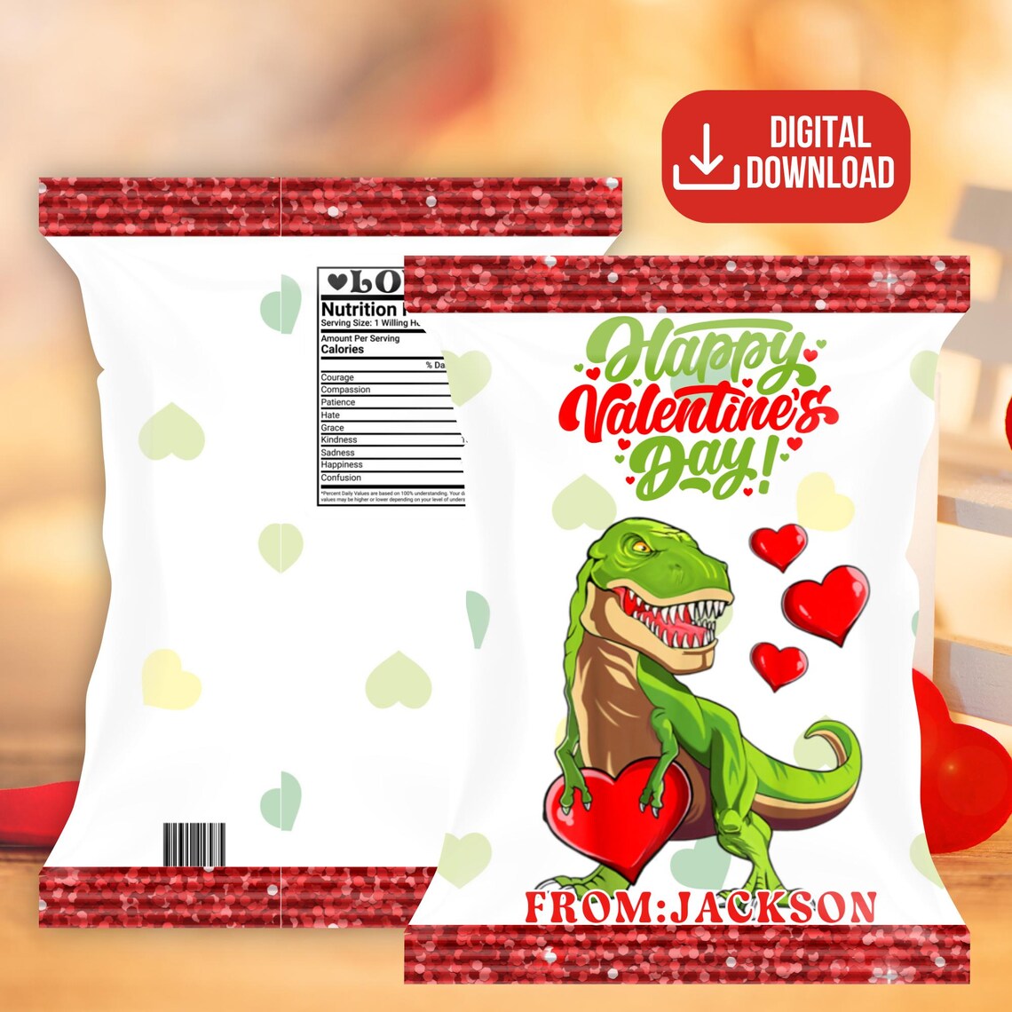 Valentine's Chip Bag Valentine's Day Treats Favor Bag for Valentine's ...