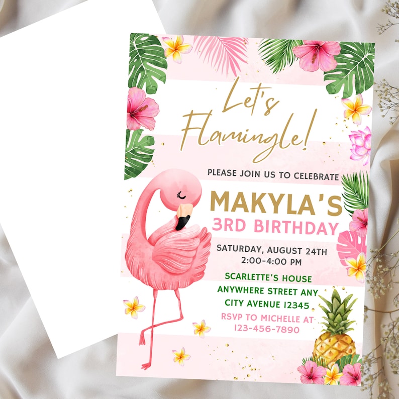 Editable Flamingo Birthday Invitation, Flamingle Invitation, Tropical ...