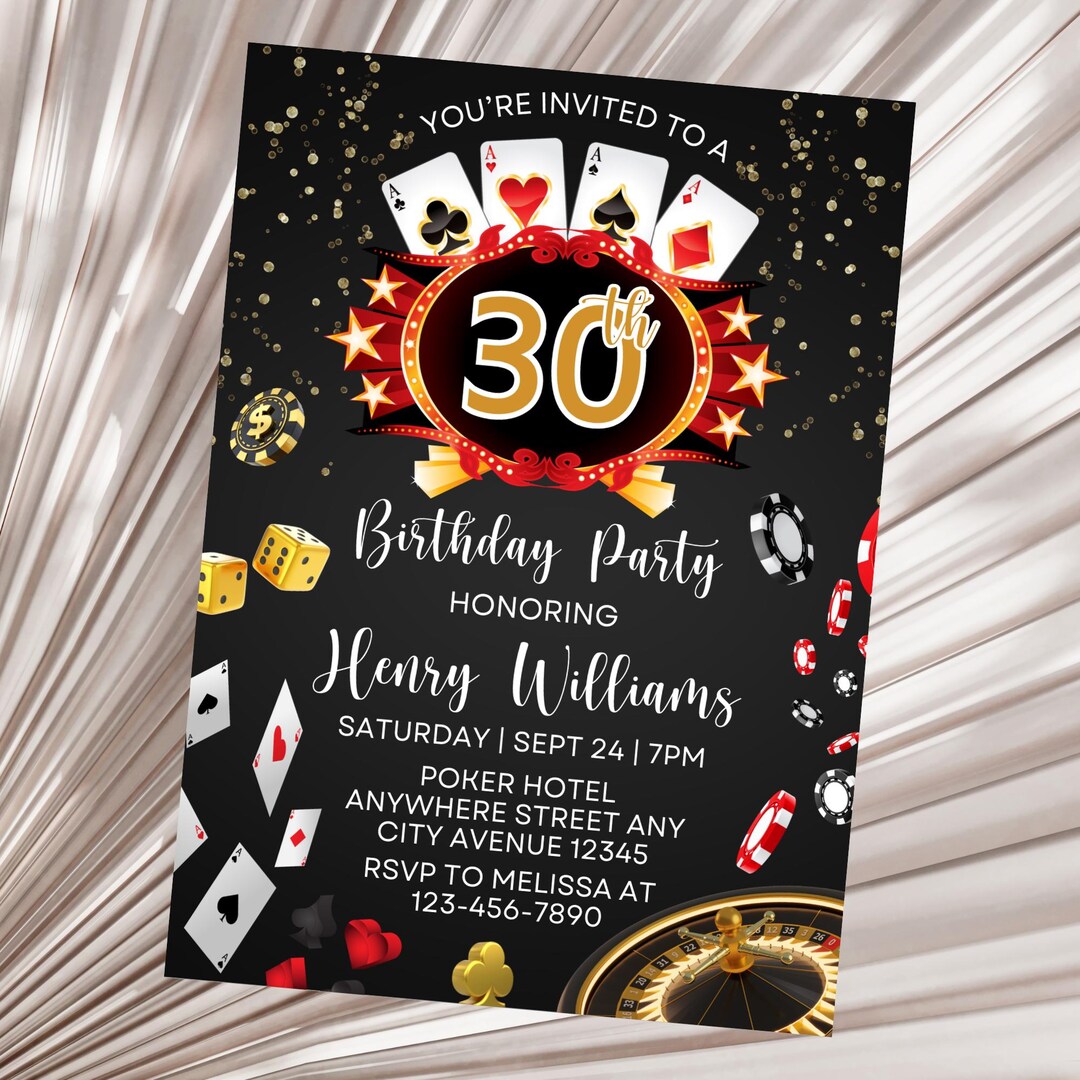 Editable Casino Birthday Invitation, Casino Night Party Invitation ...