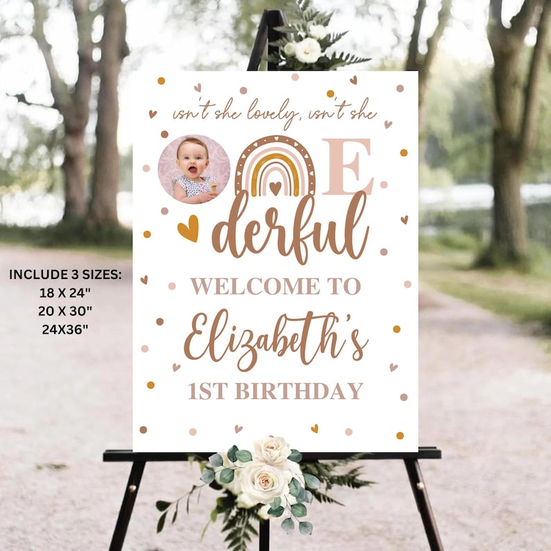 Editable Boho Rainbow Welcome Sign, Boho Rainbow Welcome Board, Girl ...