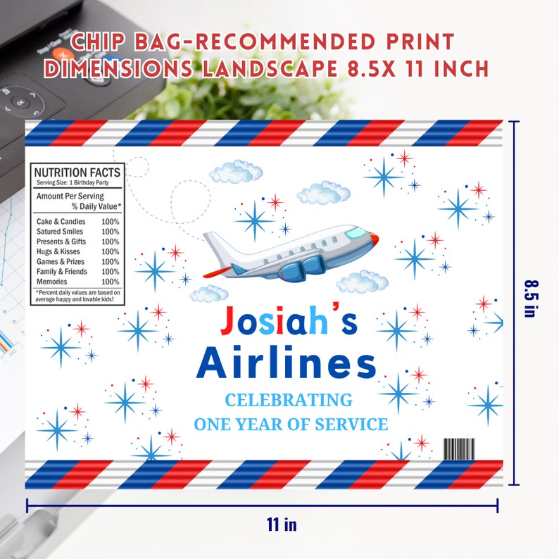 Airplane Chip Bag Template, Airplane Chip Bag Labels, Airplane Party ...