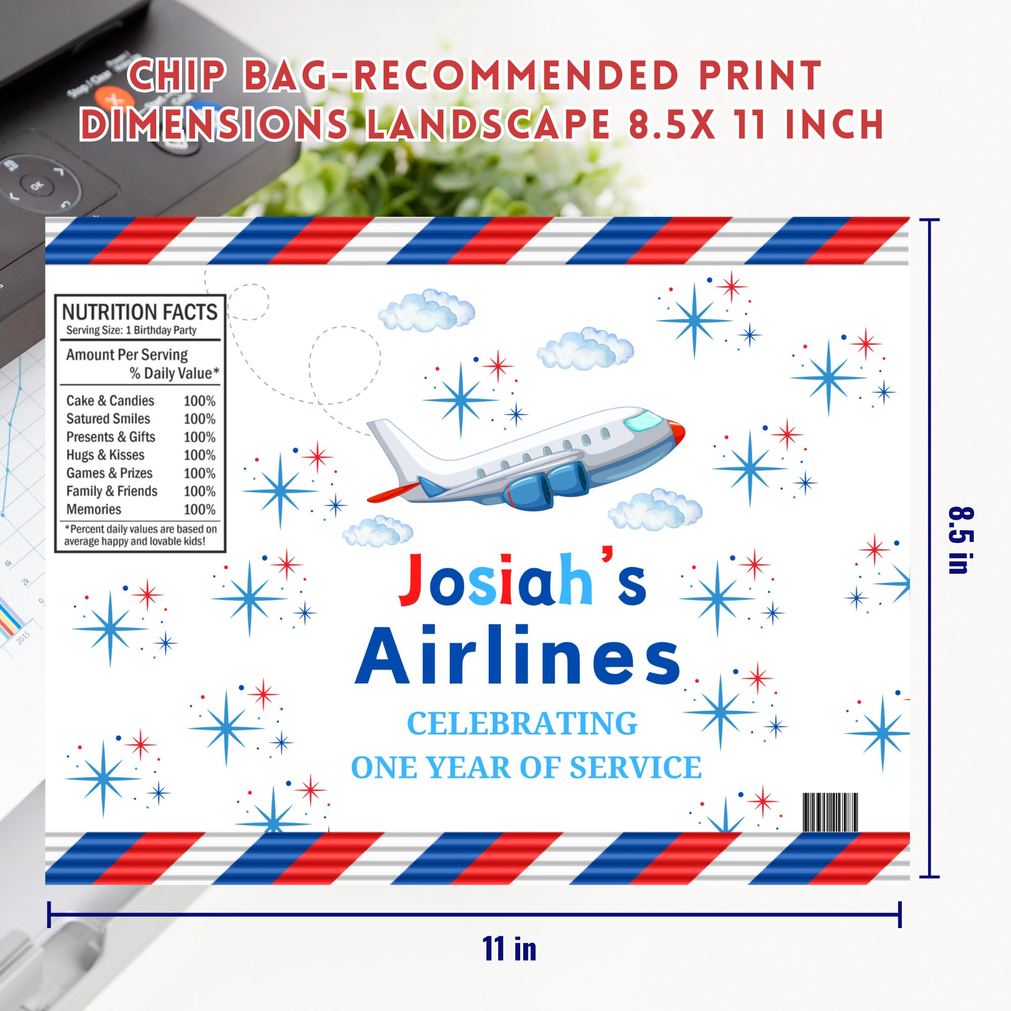 Airplane Chip Bag Template, Airplane Chip Bag Labels, Airplane Party ...