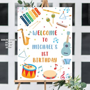 Editable Music Birthday Welcome Sign, Musical Instruments Birthday Sign ...