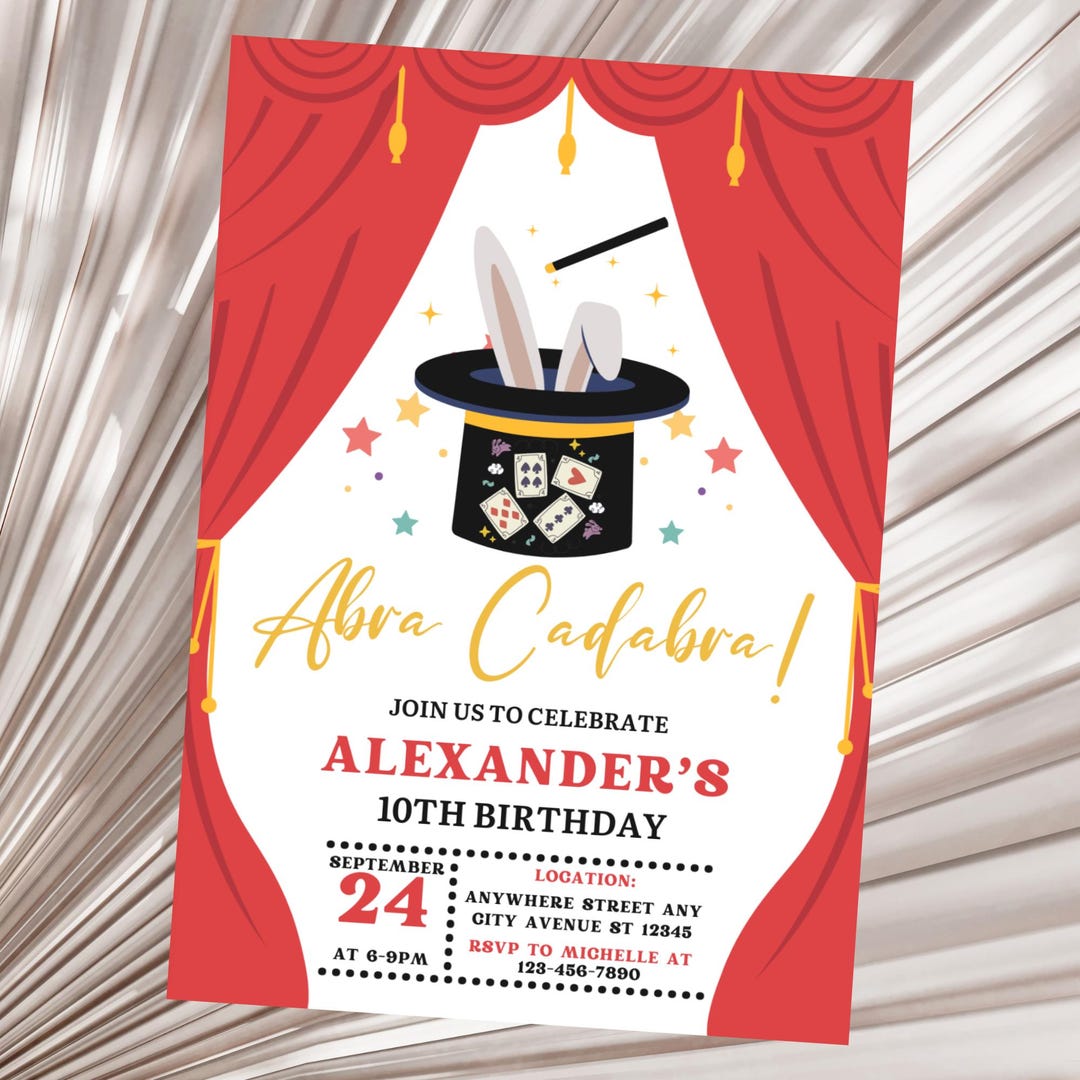 Editable Magic Show Birthday Invitation, Circus Birthday Party ...