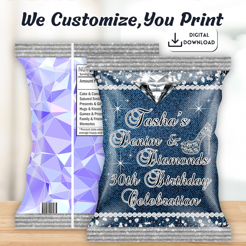 Denim and Diamond Chip Bags, Denim Diamond, Denim Diamond Birthday ...