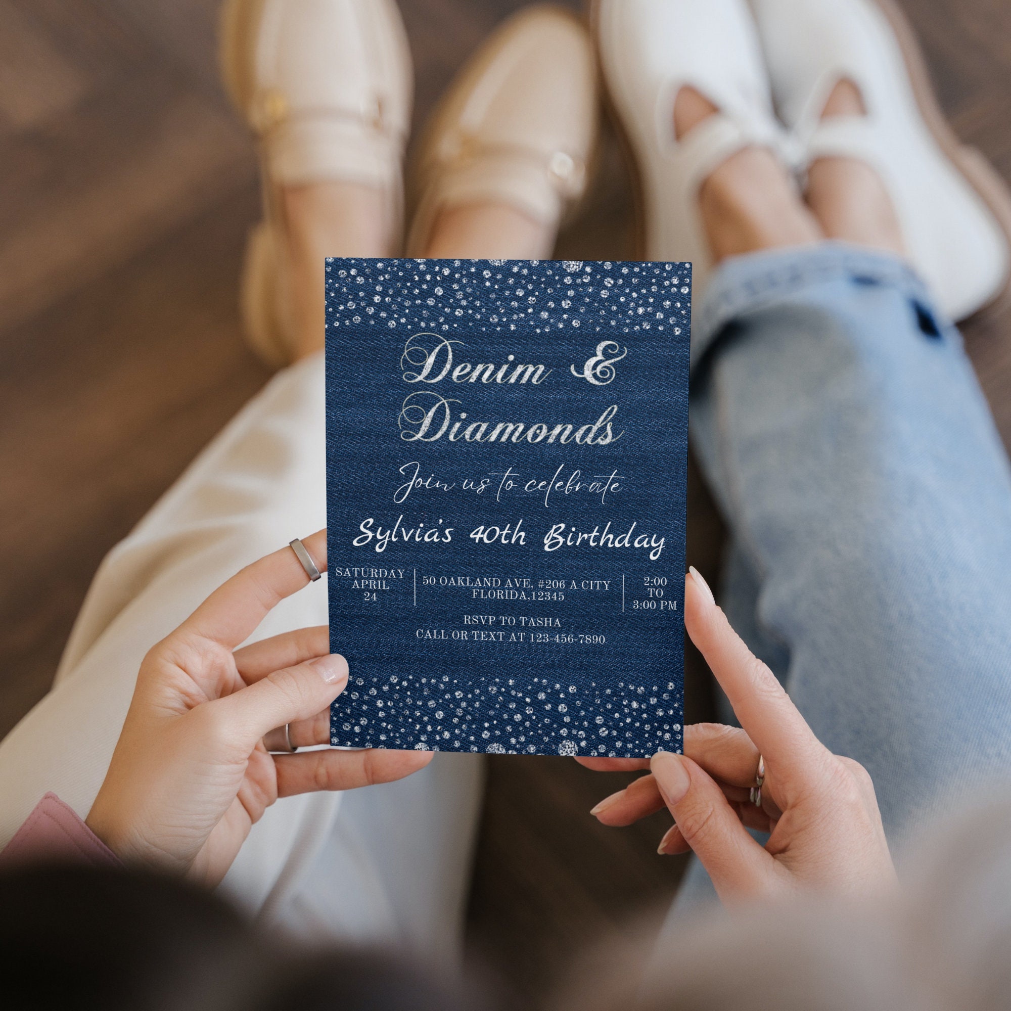Denim and Diamonds Invitation for Adult Denim Invitation Denim and ...