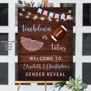 Editable Touchdown or Tutus Gender Reveal Welcome Sign, Tutus or ...