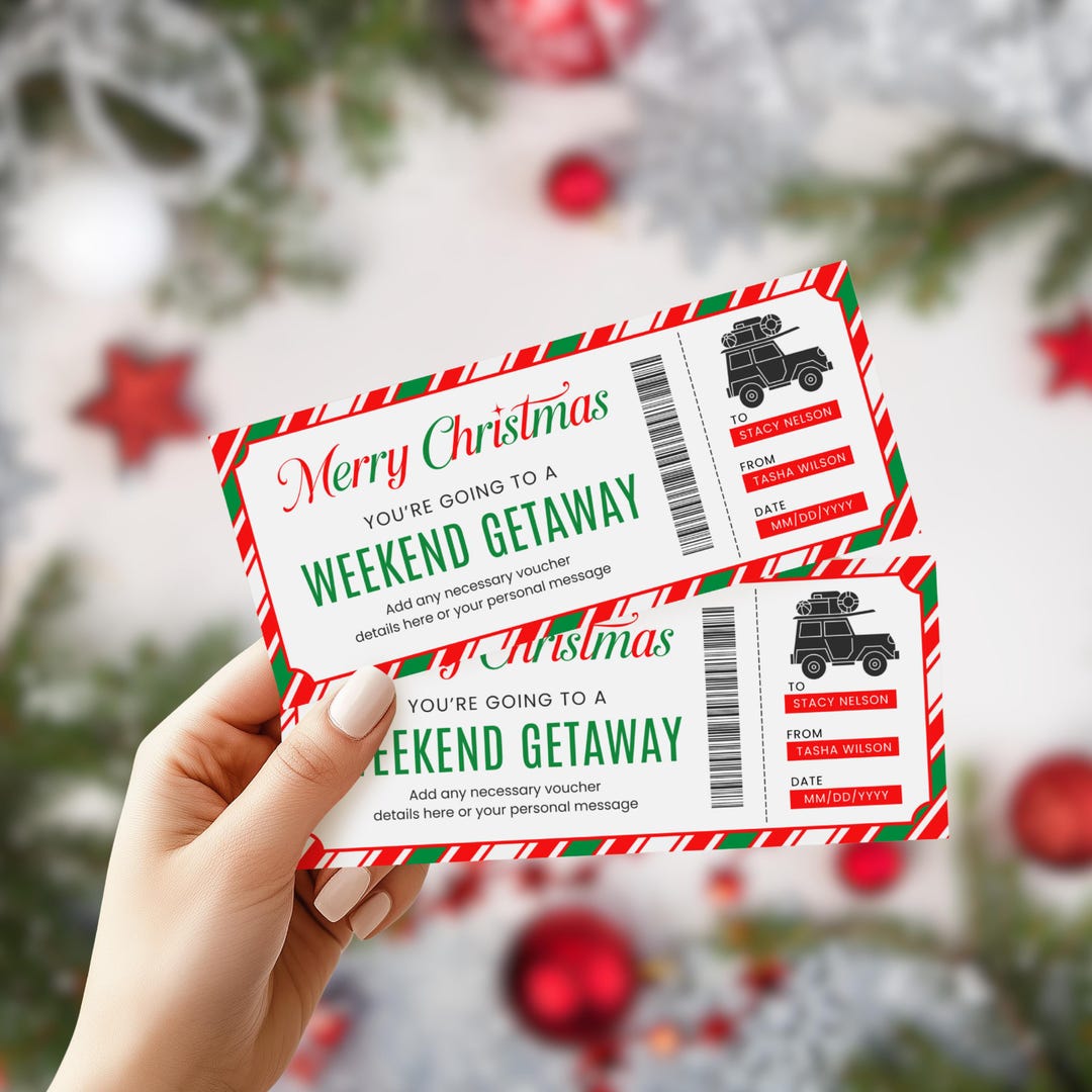 Christmas Weekend Getaway Ticket, Weekend Getaway Gift Voucher, Holiday ...