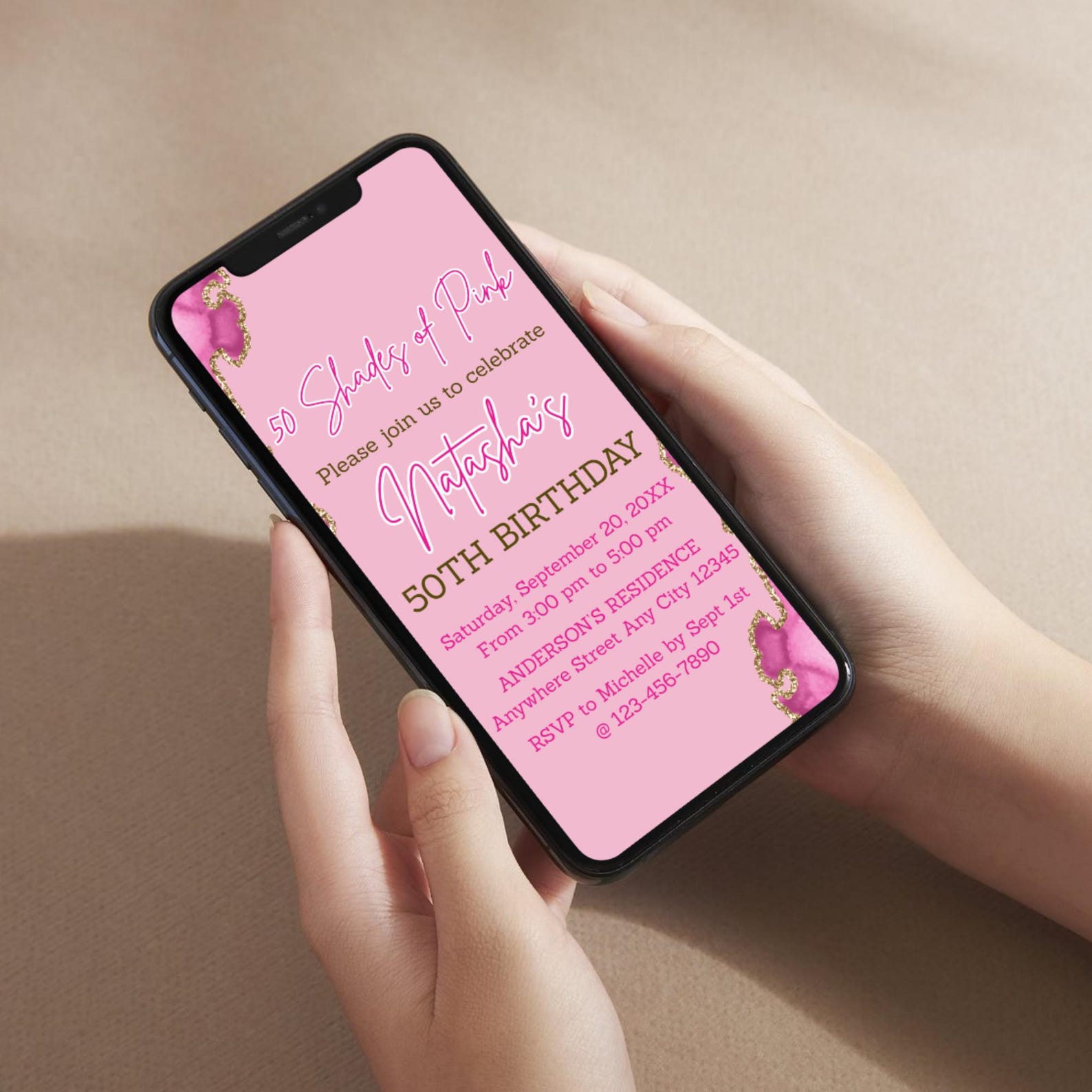 Invitación de cumpleaños en tonos rosa, invitación de cumpleaños para ...